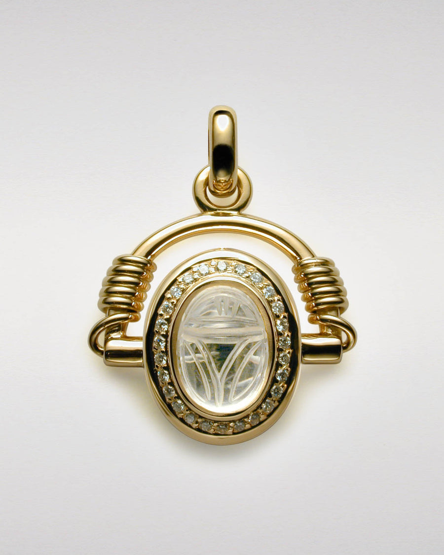 Carved Quartz Scarab and Diamond Pendant – Robert Clerc Jewellery